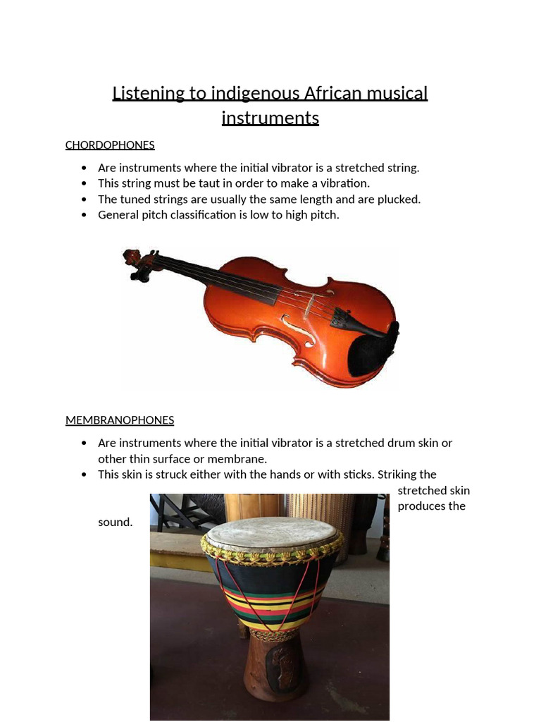 Listening To Indigenous African Musical Instruments | PDF | Language ...