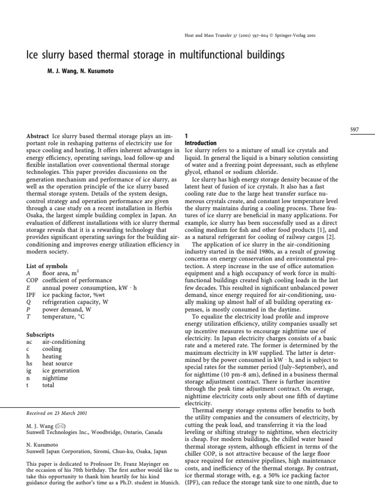 Ice Slurry Based Thermal Energy Storage | PDF | Ice | Air Conditioning