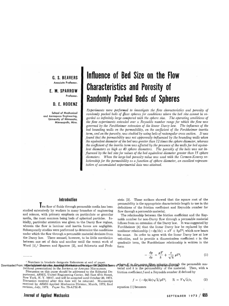 Influence of Bed Size On The Flow Characteristics and Porosity of ...