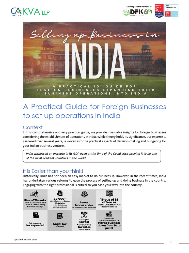 Practical Guide To Setting Up A Business in India | PDF | Articles Of ...