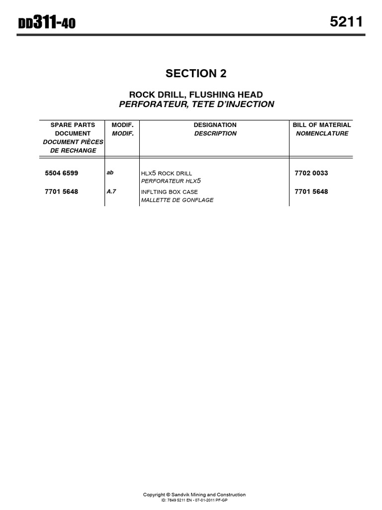 S02 Rock Drill, Flushing Head | PDF | Screw | Mechanical Engineering