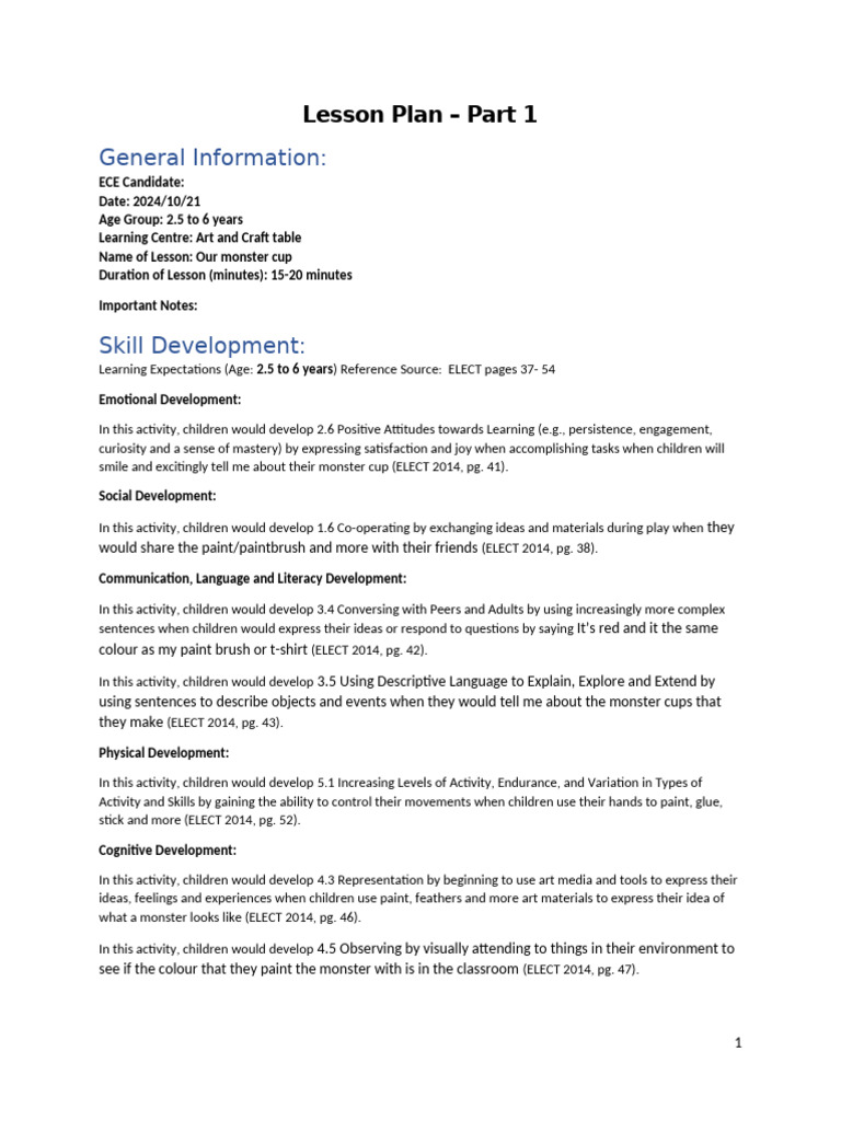 Art and Craft Lesson Plan | PDF | Lesson Plan | Cognitive Psychology