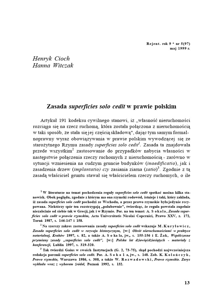 Cioch-Superficies W Prawie Polskim | PDF
