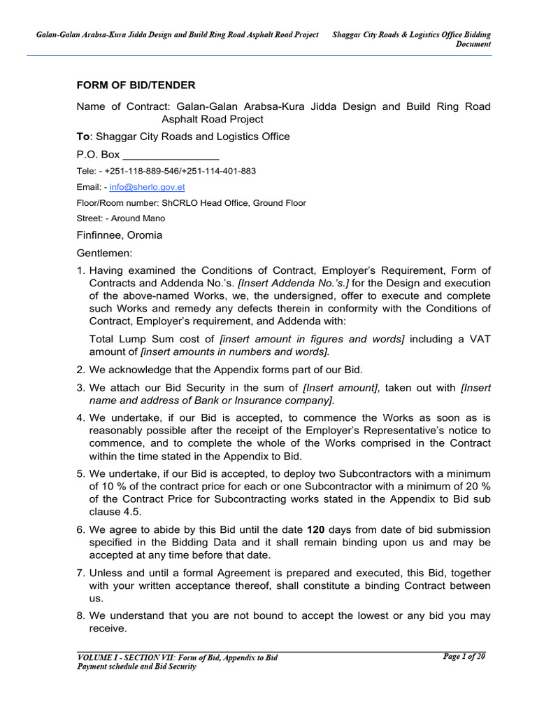 Appendix To Bid Final (1) Printed | PDF | Prices | Value Added Tax