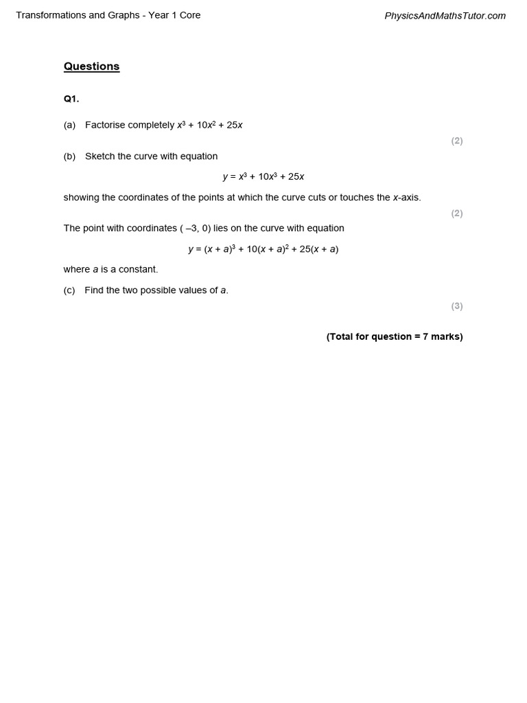 Transformations and Graphs | PDF | Equations | Curve