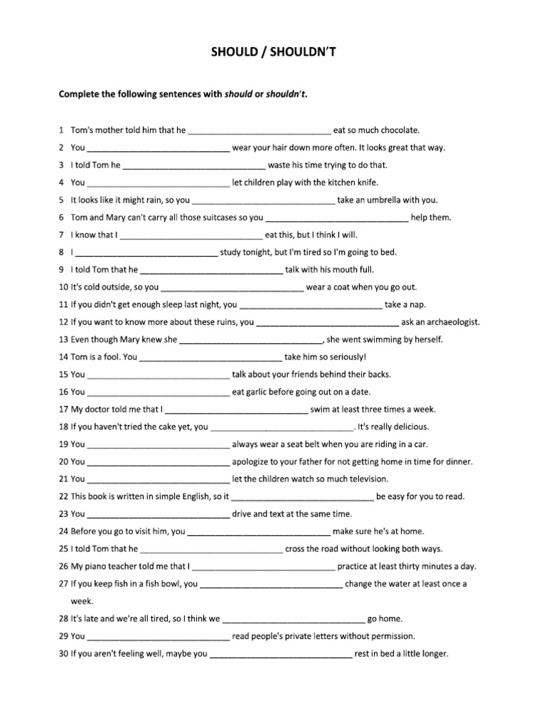 Exercises Should Shouldnt 1st Conditional | PDF