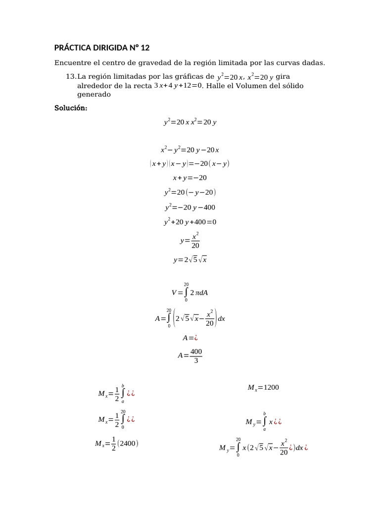 Práctica Dirigida 12 - Ejercicio 13 | PDF | Métodos y materiales de enseñanza