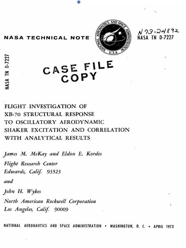 I Nasa TN D-7227 | PDF | Aerodynamics | Airplane