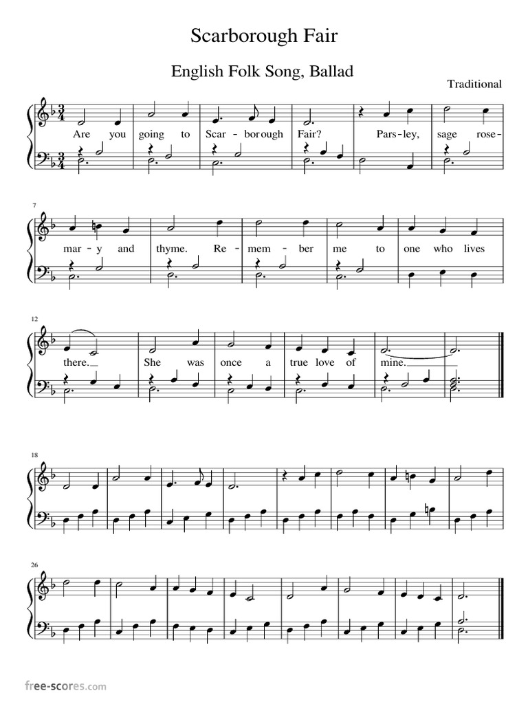 Scarborough Fair: English Folk Ballad | PDF | Scarborough Fair (Ballad ...