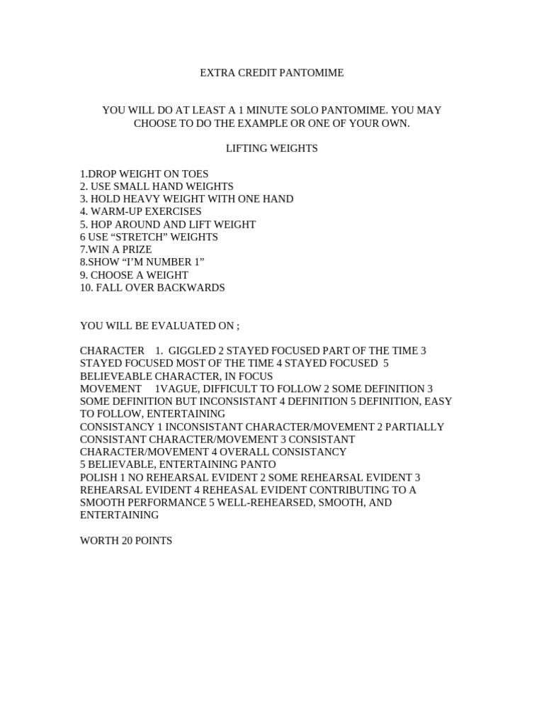 Extra Credit Pantomime | PDF | Self-Improvement | History