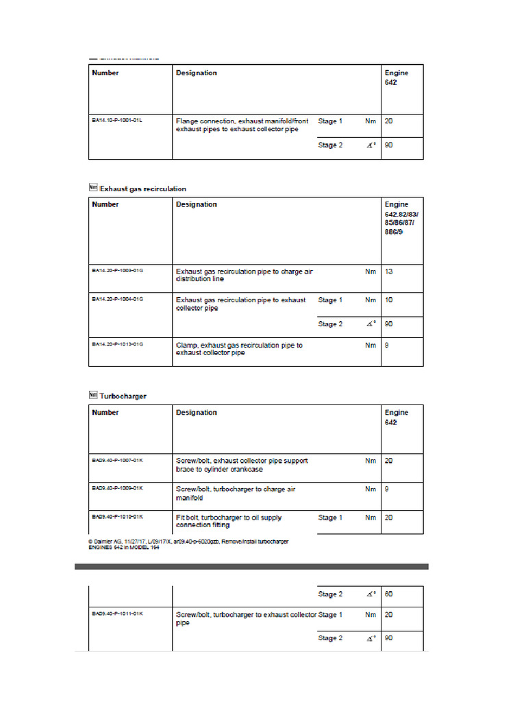 Torque Specs Turbo Om642 | PDF