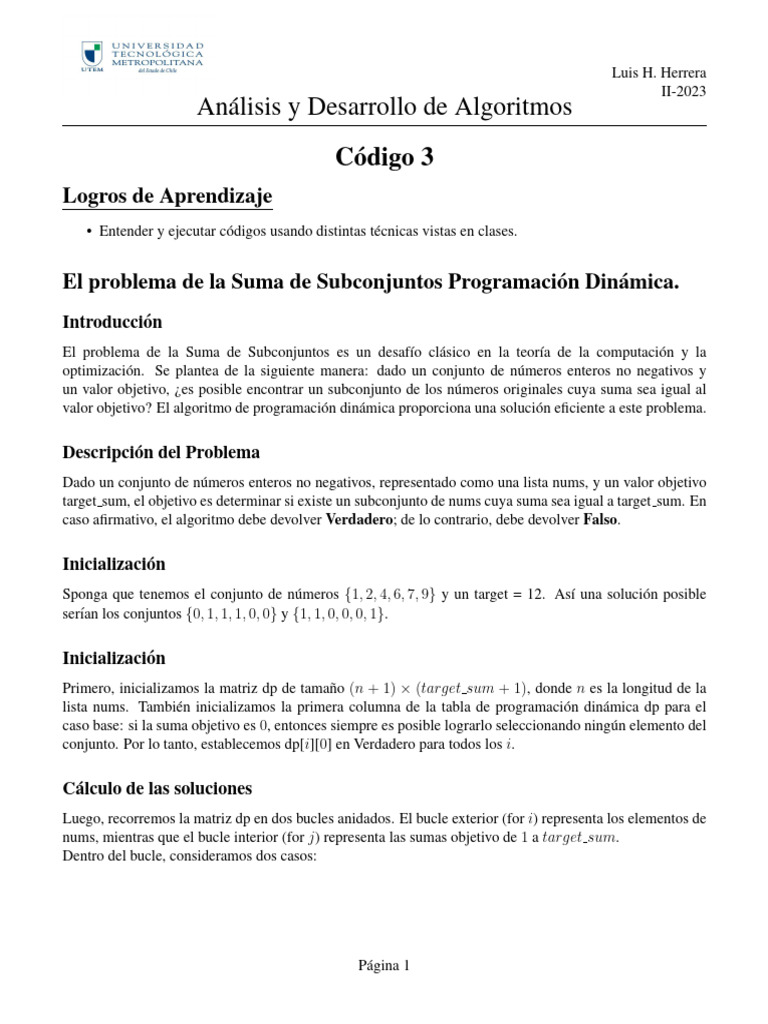 Códigos de Ejemplos UTEM 3 | PDF | Programación dinámica | Algoritmos