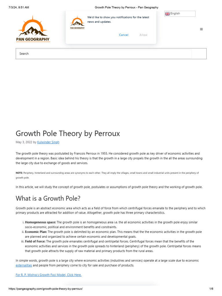 Understanding Perroux's Growth Pole Theory | PDF | Economies | Economics