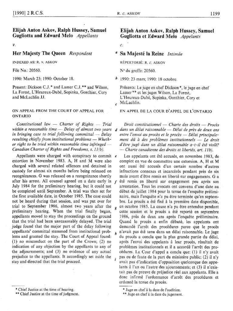 Mandamus and Trial Delays in Canada | PDF | Mandamus | Barker V. Wingo