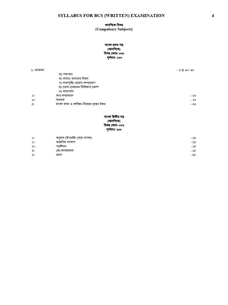 Syllabus For BCS (Written) Examination | PDF | Verb | Heat