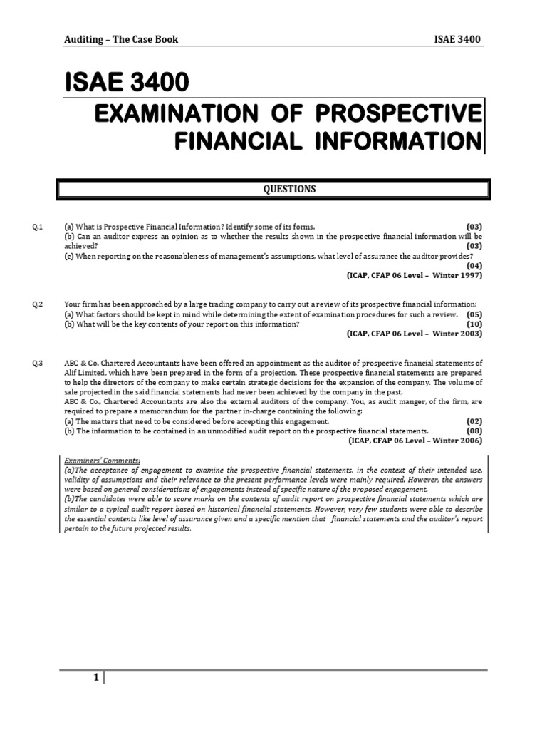 ISAE 3400 Case Book | PDF | Audit | Auditor's Report