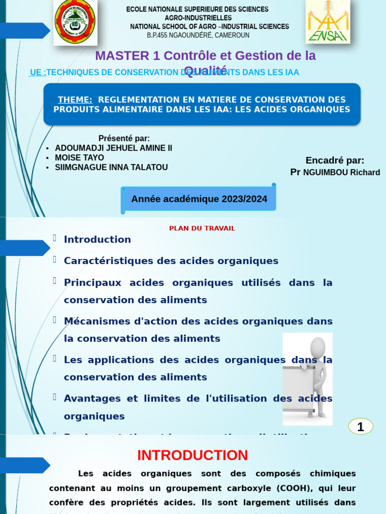 Tpe Acides Organiques | PDF | Nourritures | Fermentation