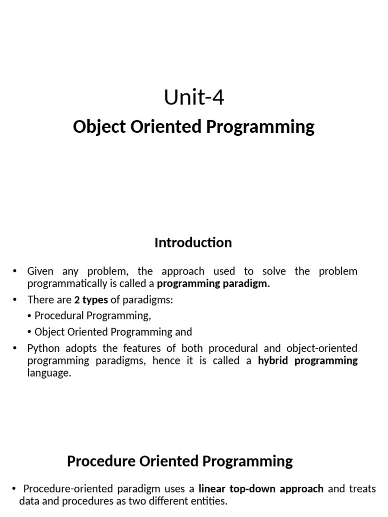 Unit 4 Oop 26june24 Pdf Class Computer Programming Inheritance 1973