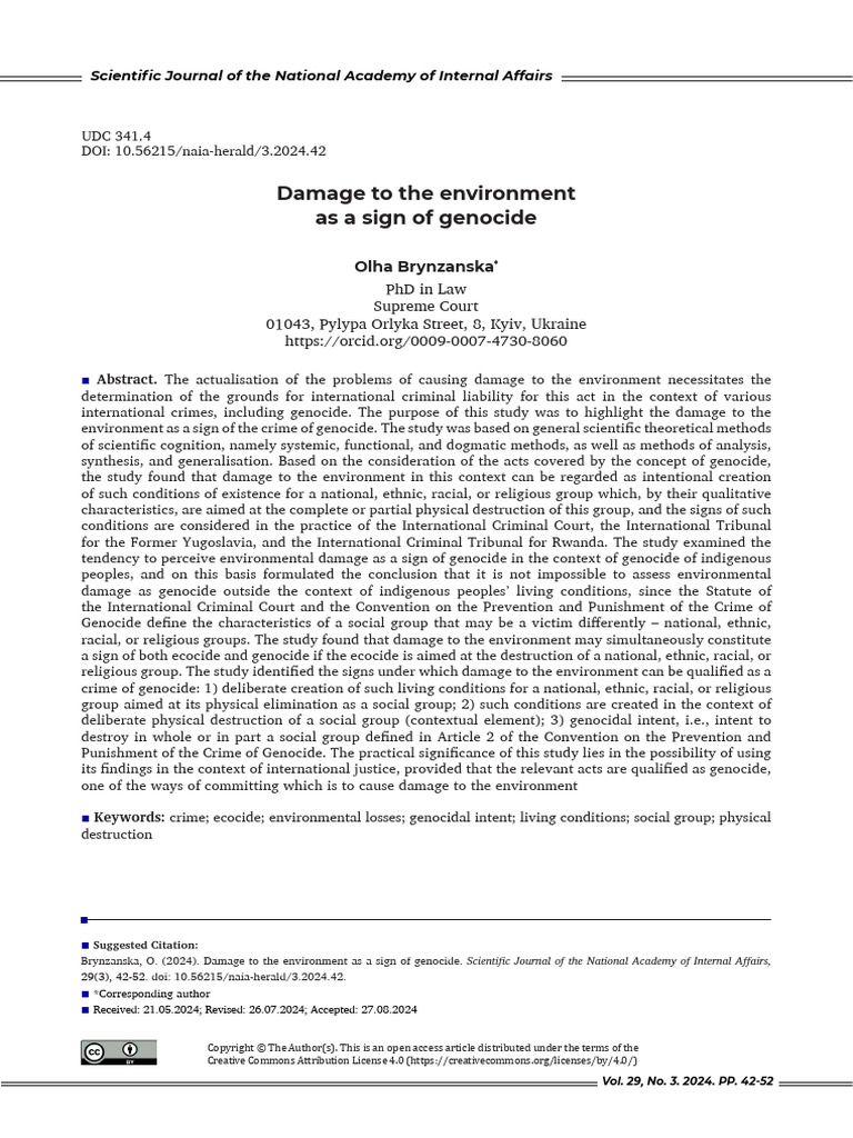 Damage To The Environment As A Sign of Genocide | PDF | Genocides ...