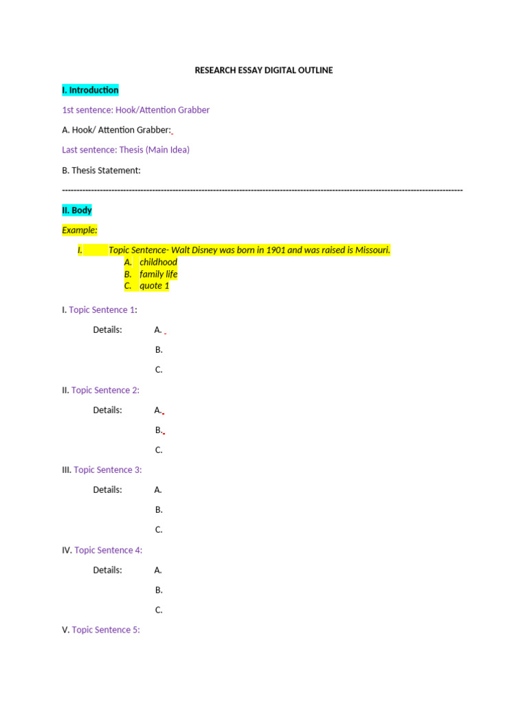 Research Essay Outline Guide | PDF | Language Arts & Discipline ...