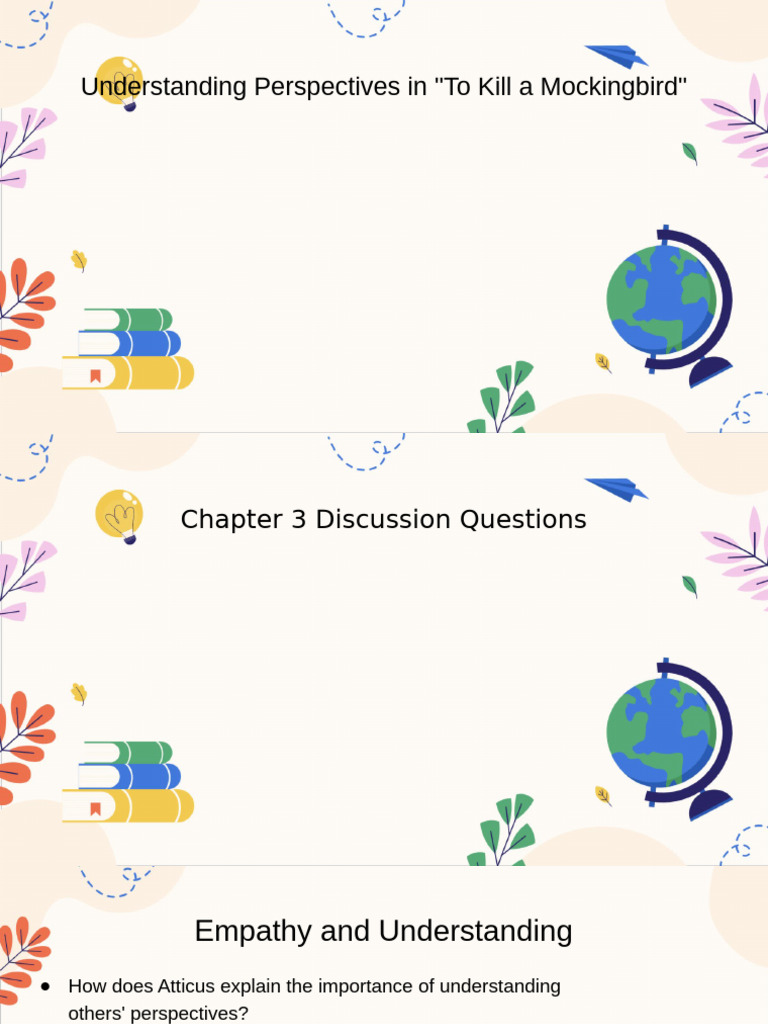 CH 3 and 4 Discussion Questions Honors 9 TKAM | PDF | To Kill A ...