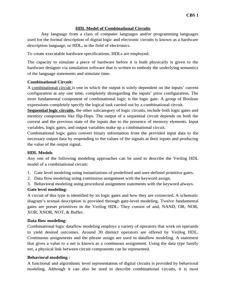 CBS1 DSD | PDF | Hardware Description Language | Logic Gate