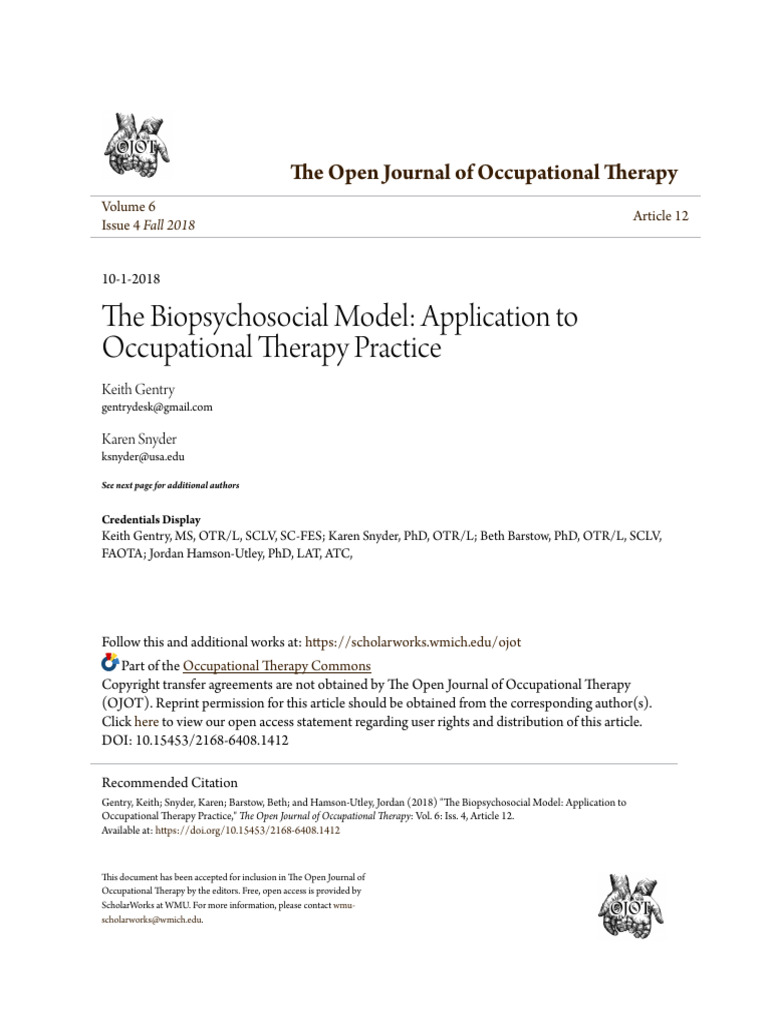 The Biopsychosocial Model Application To Occupatio | PDF | Occupational ...
