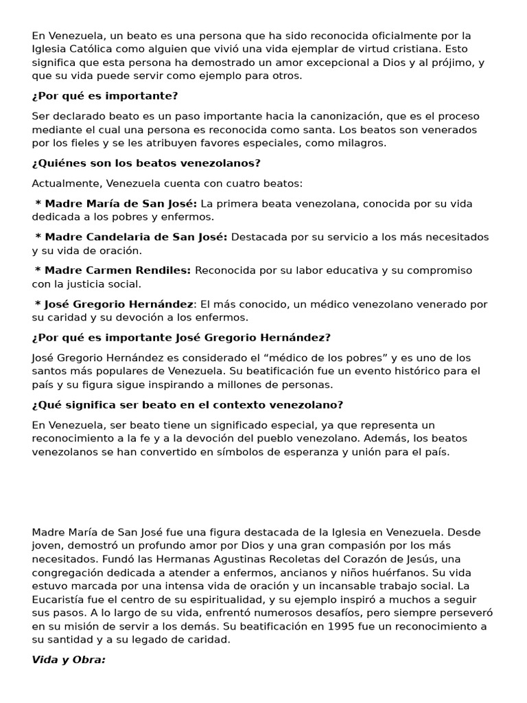 Beatos Venezolanos: Fe y Ejemplo | PDF | Iglesia Católica