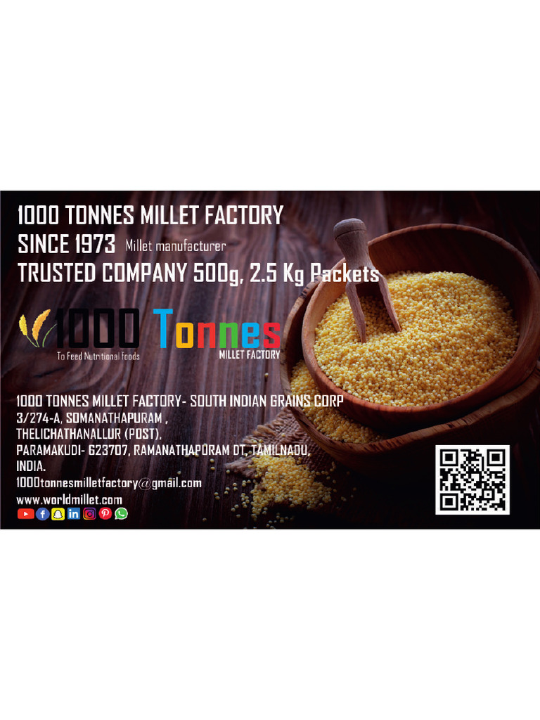 PACKETS - 500 G, 2.5 KG - 1000 Tonnes Millet Factory | PDF