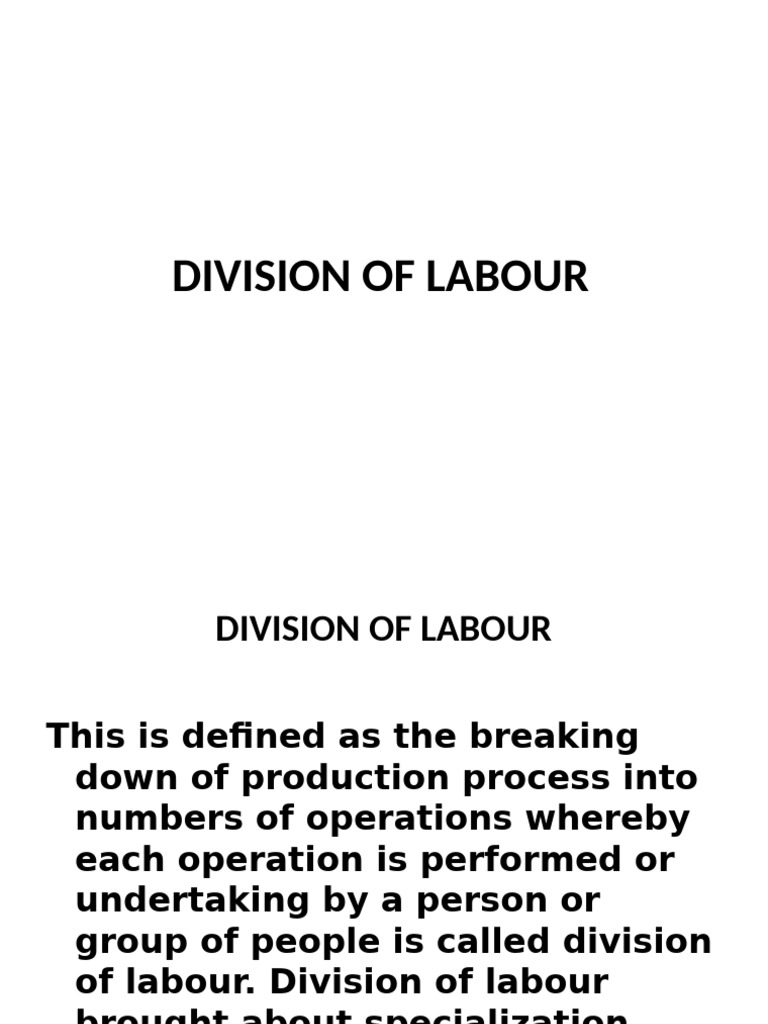 Division of Labour | PDF
