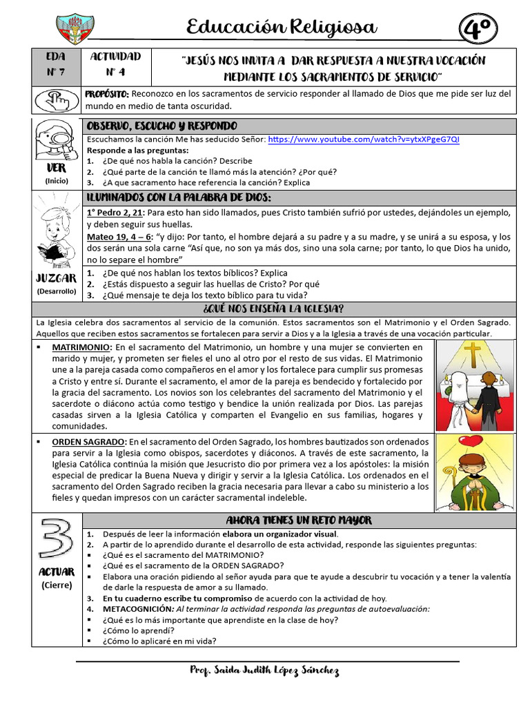 4° - Actividad 4 (EDA 7) | PDF | Cristo (título) | Sacramentos