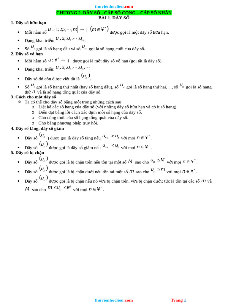 Bang Tom Tat Chuong Day So CSC CSN 11 Theo Tung Bai Hoc | PDF