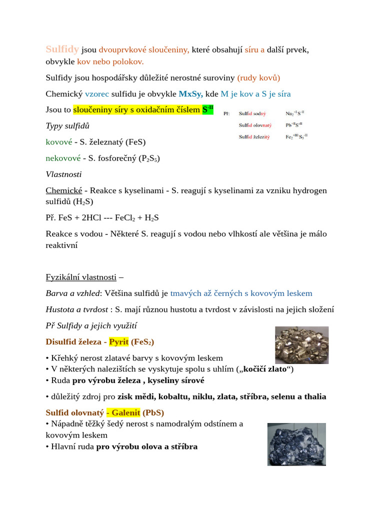 Sulfidy, Halogeny, Hydroxidy, Oxidy | PDF