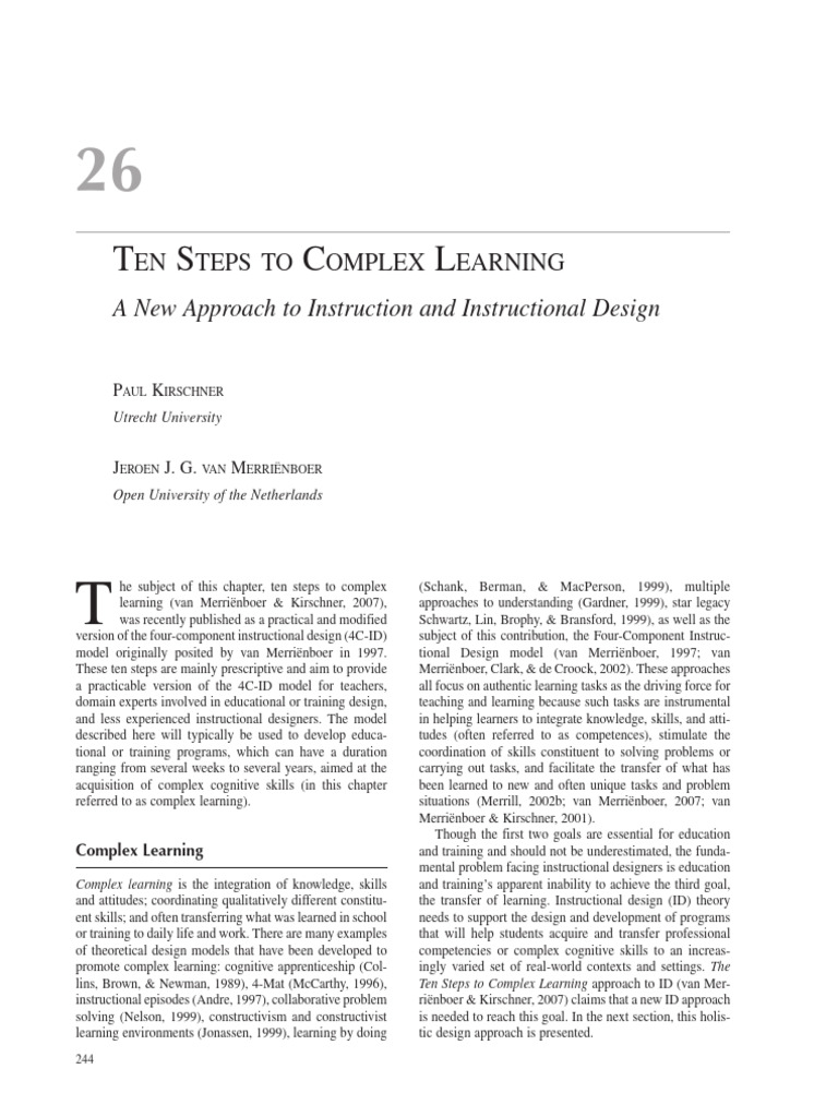 TenStepsToComplexLearning Kirschner VanMerrienboer Material para Foro ...
