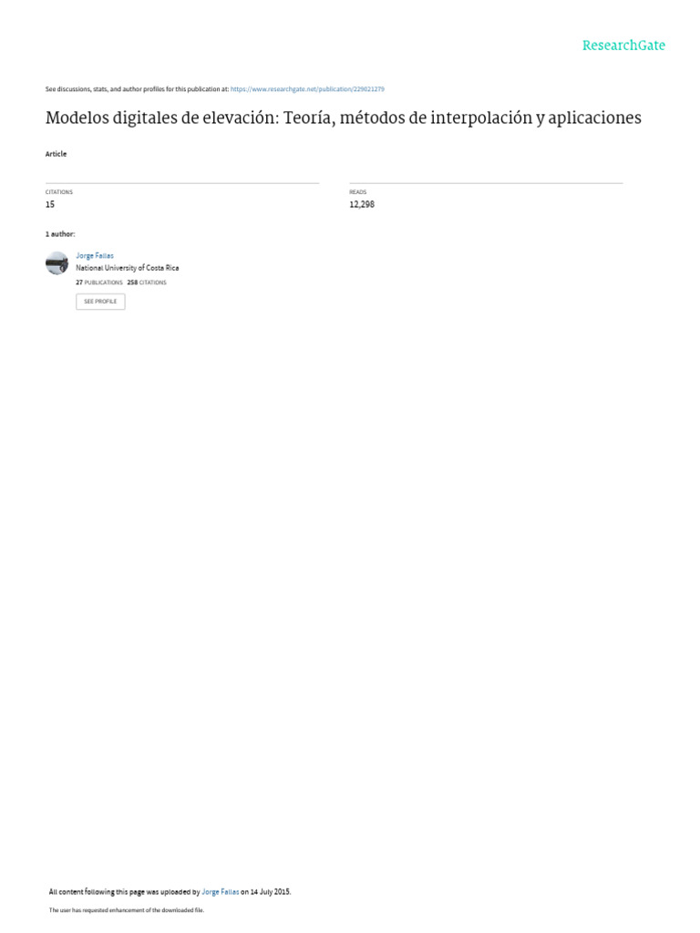 Modelos Digitales de Elevacion Teoria Metodos de I | PDF | Sistema de información geográfica ...