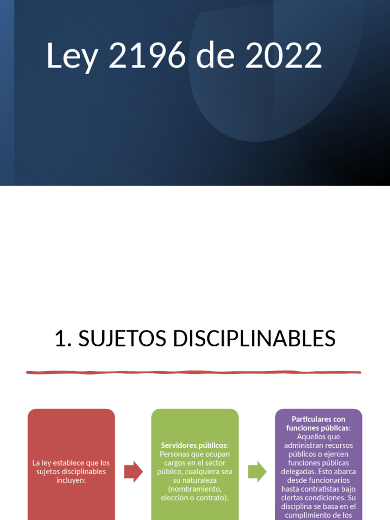 Ley 2196 2022 Exposición | PDF | Estatuto de limitaciones | Disciplinas