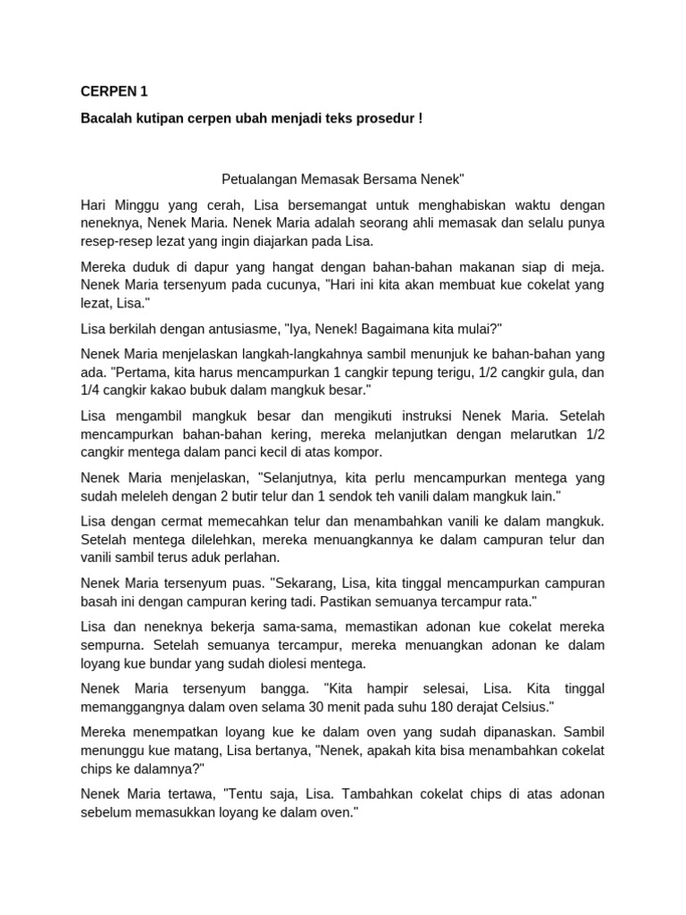 Teks Cerpen Prosedur | PDF