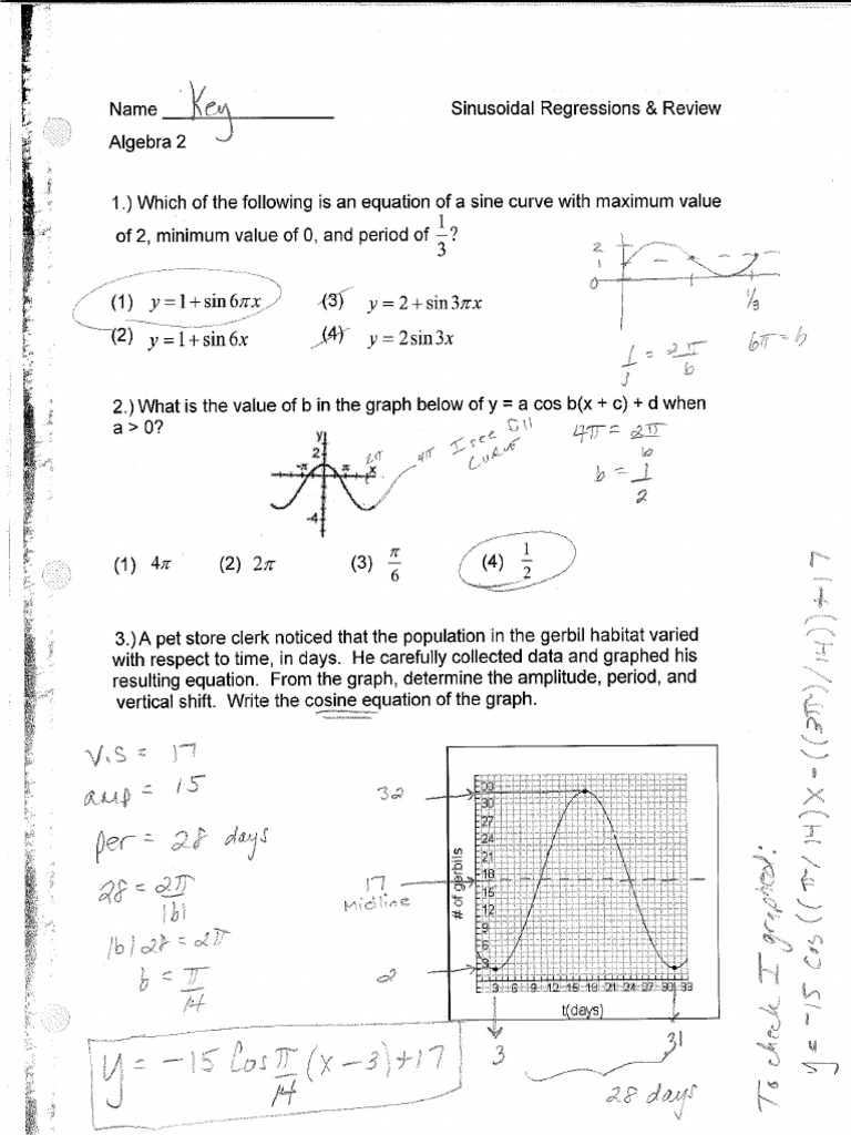 Sinusoidal Regression Homework Key | PDF