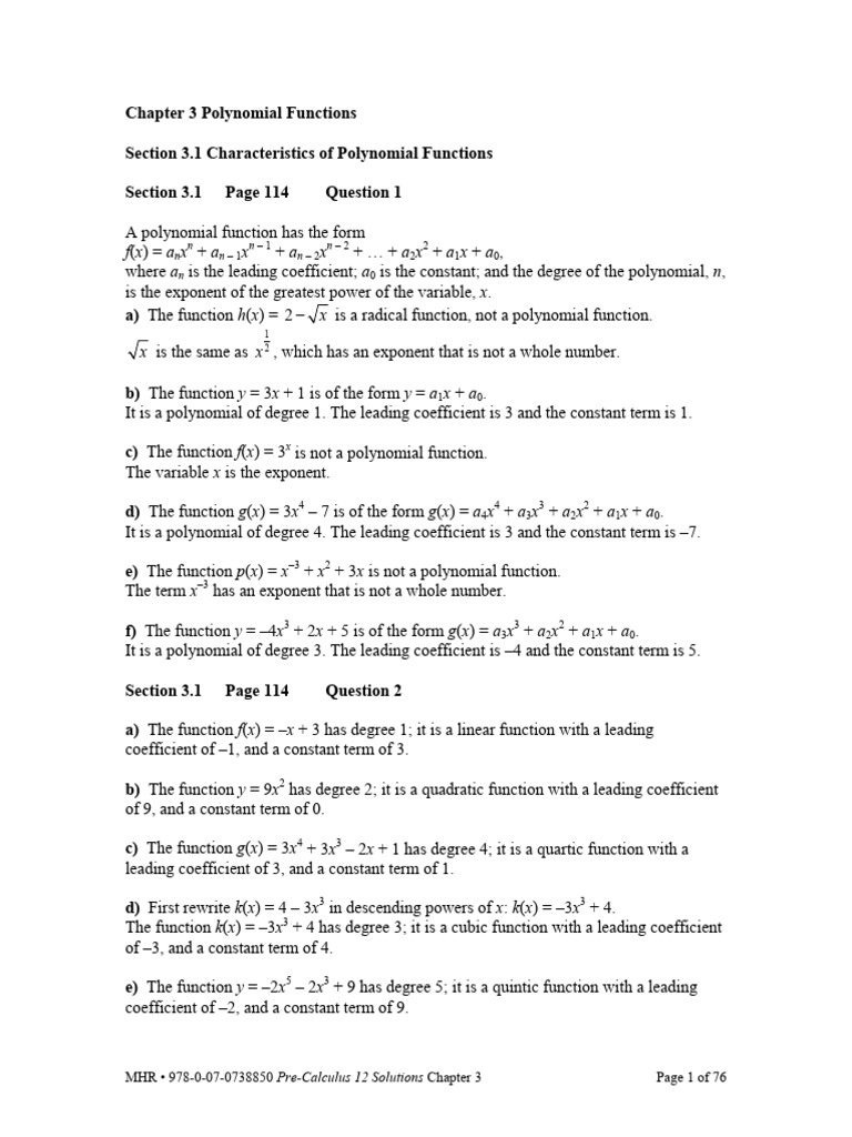 PC12 CH 3 | PDF | Polynomial | Zero Of A Function