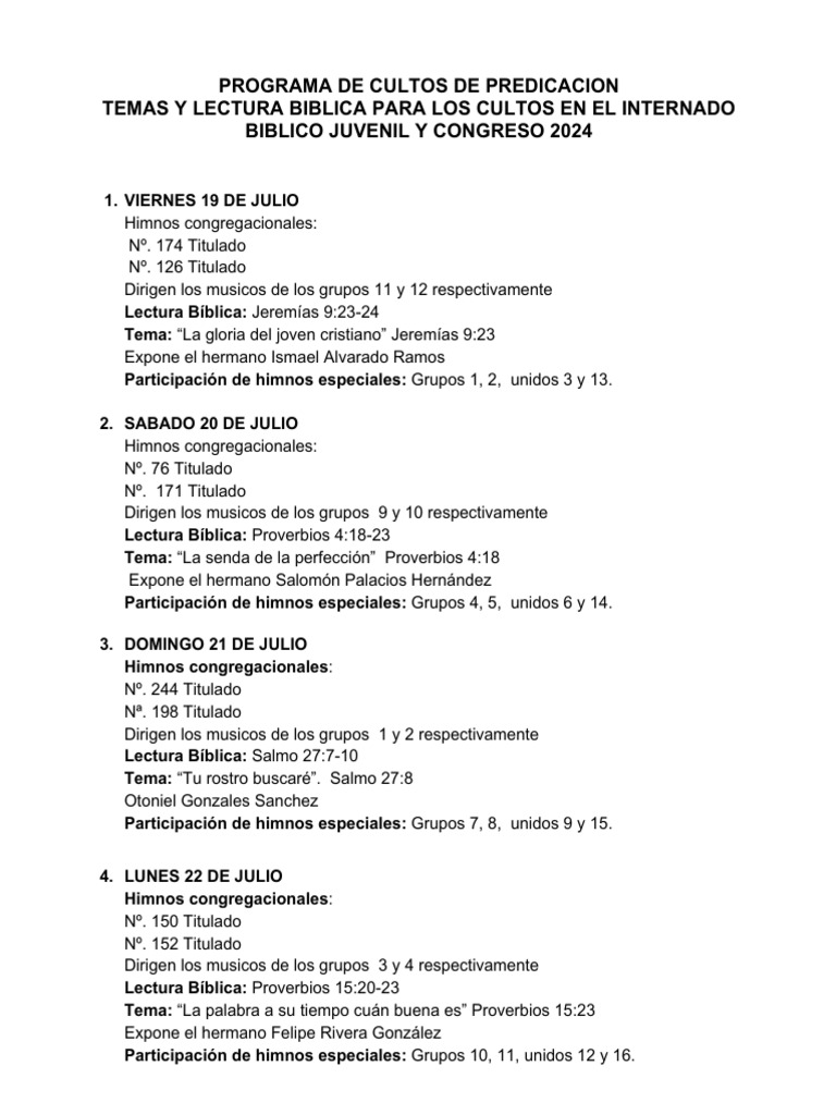 Programad de Cultos de Predicacion 2 | PDF | Salmos | Ketuvim