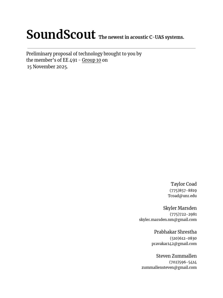 Group10 - Sp25 - EE491 - Preliminary Proposal - Final | PDF | Microphone | Radar
