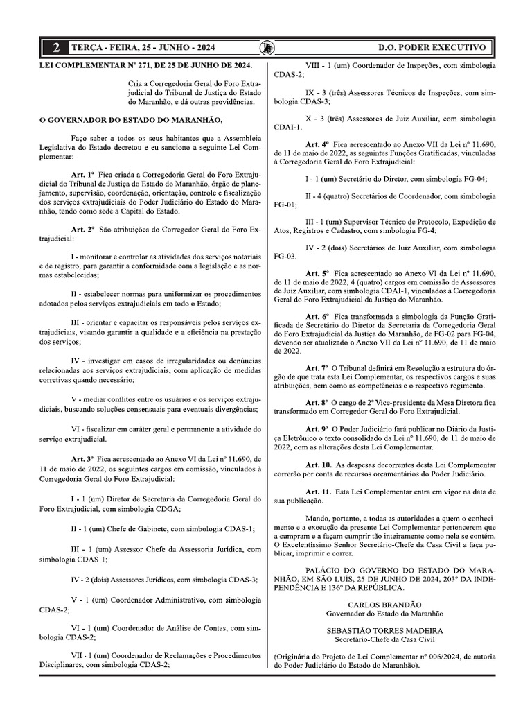 Lei Complementar N 271 de 25 de Junho de 2024 30 06 2024 14 39 34 | PDF