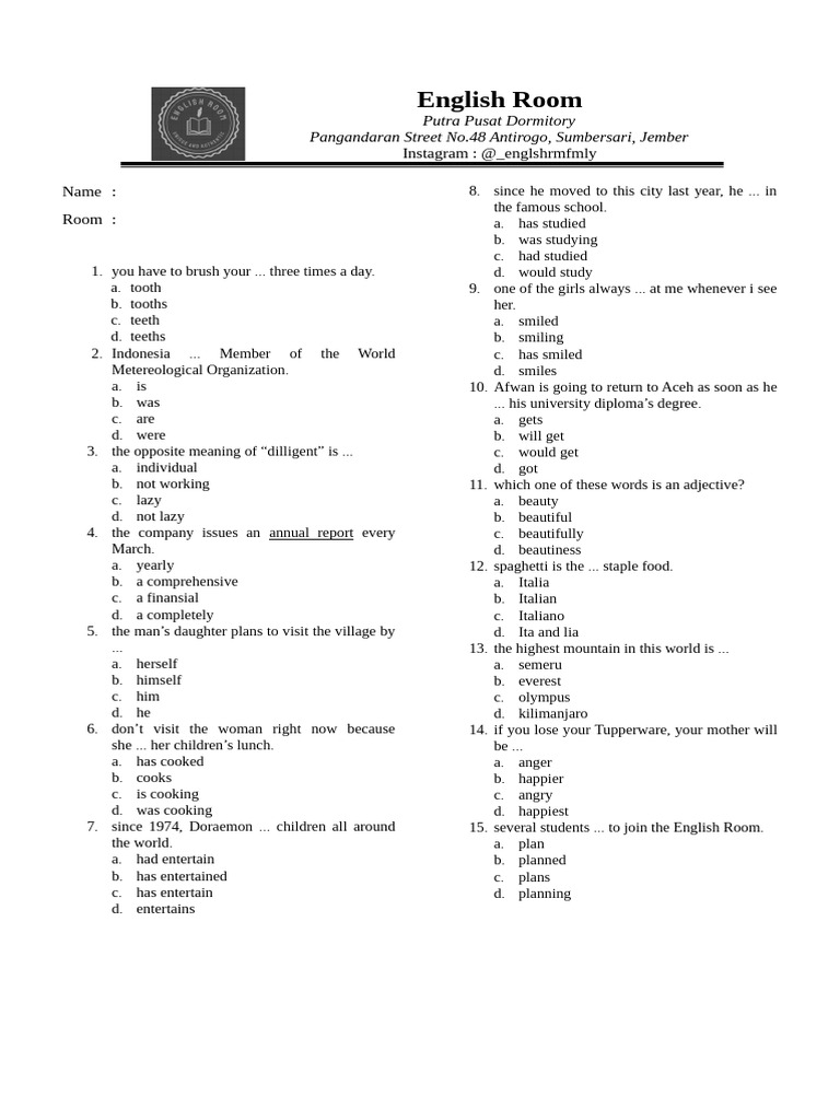 Entrance Test New Member | PDF | Language Arts & Discipline