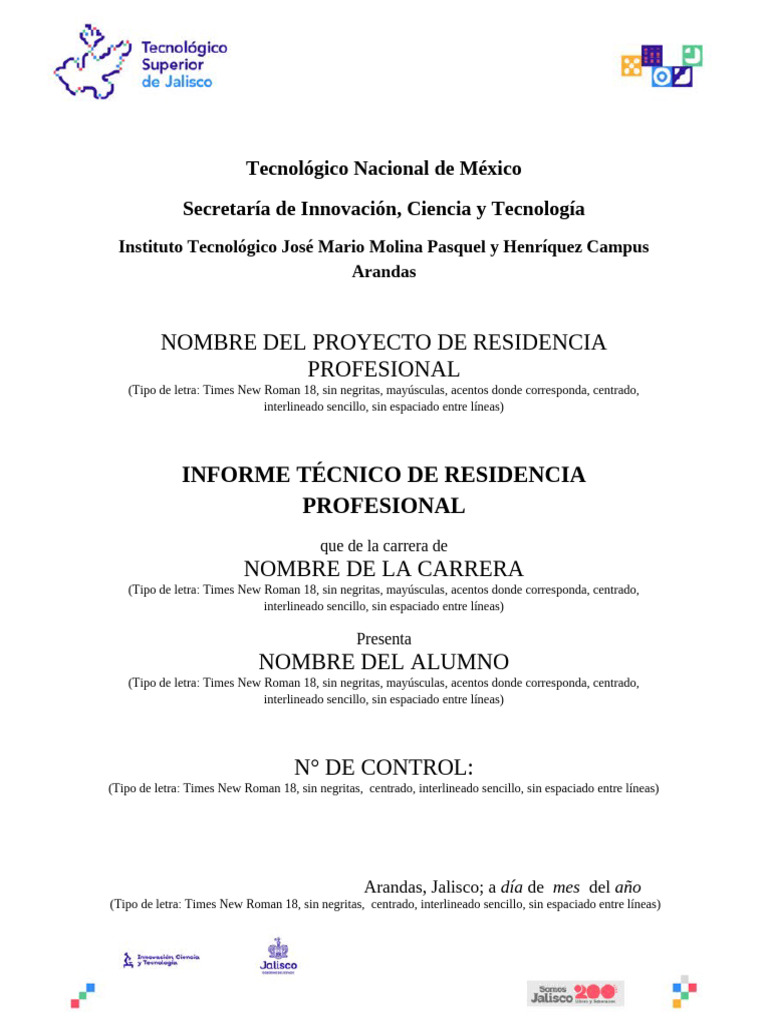 6a Portada Del Informe Tecnico de Residencia Profesional | PDF