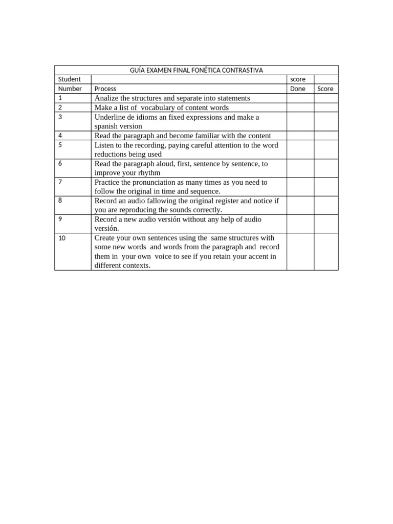 Phonetics Contrastive Exam Guide | PDF