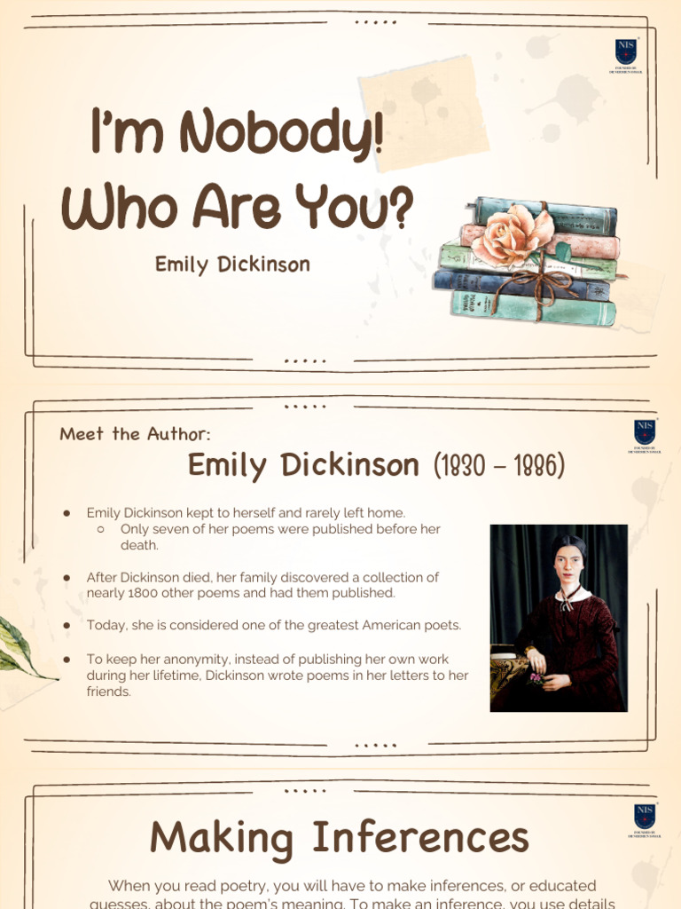 I'm Nobody! | PDF | Emily Dickinson | Poetry