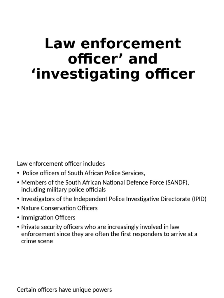 Roles and Powers of Law Enforcement Officers | PDF
