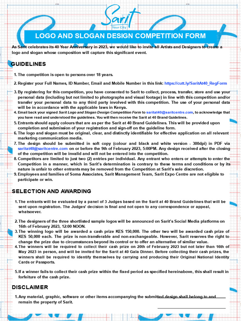 Sarit at 40 Logo Design Competition Form Done - Docx Google Docs | PDF ...