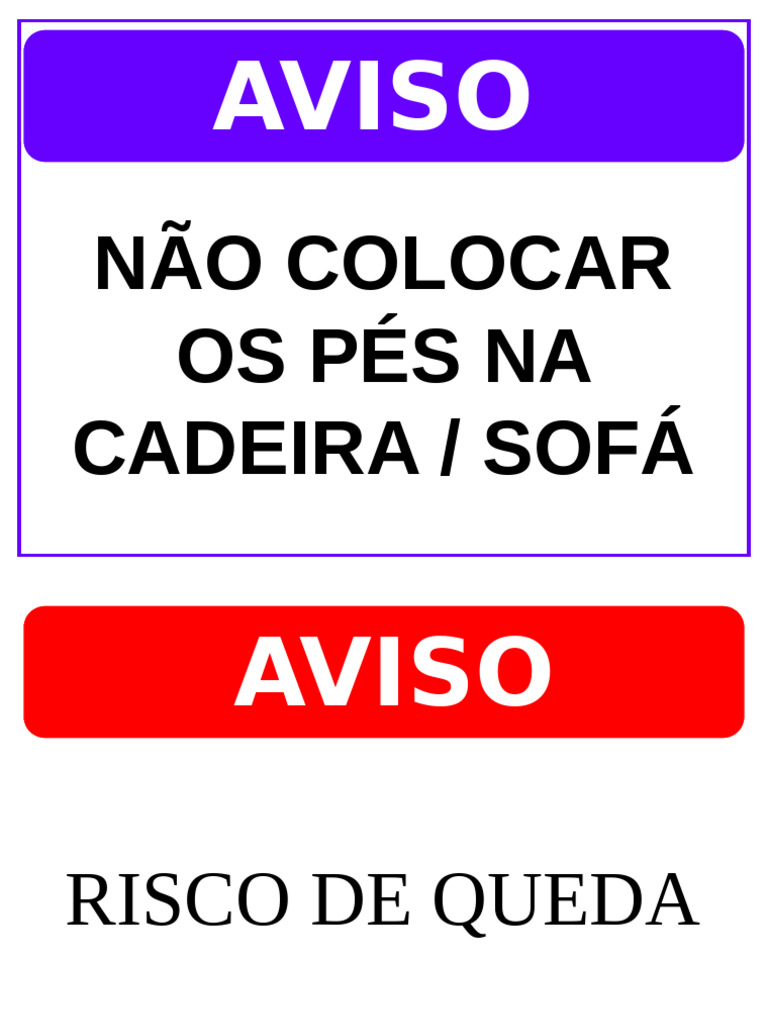 Placa - Não Colocar Os Pés Na Cadeira. | PDF