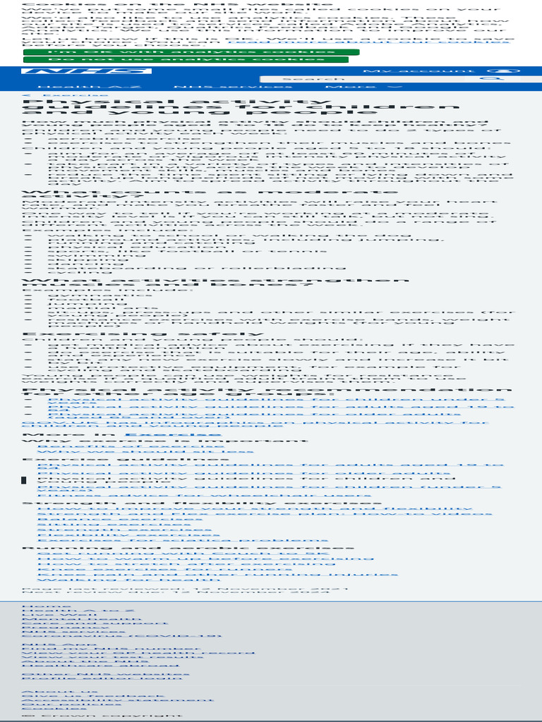 Physical Activity Guidelines For Children and Young People - NHS | PDF ...